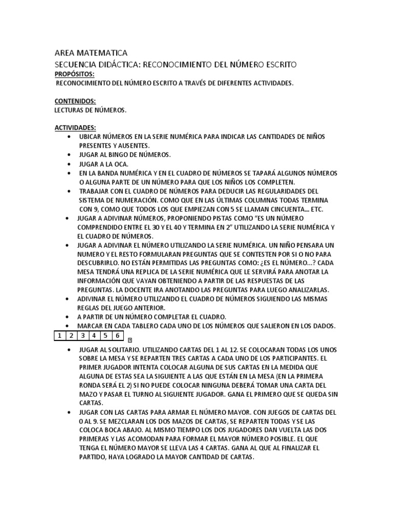Actividades de Reconocimiento Numérico | PDF | Juego de azar | Deportes