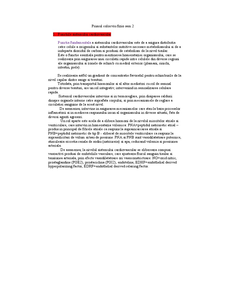 Colocviu Fizio An 2 Sem 2 PDF | PDF