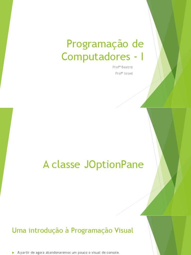 Aula 5 A Classe JOptionPane | PDF | Classe (programação de computadores ...