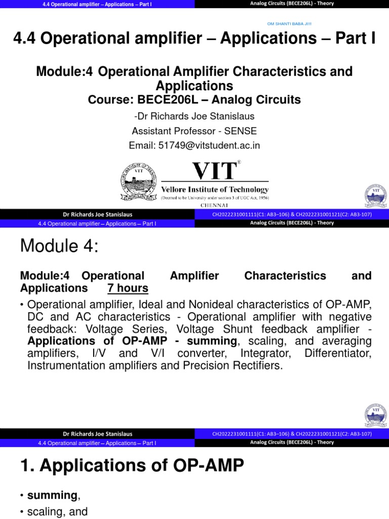 AE - 4.4 Op-Amp Applications - Part 1 | PDF | Operational Amplifier | Amplifier