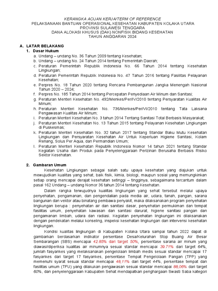 1.2. TOR Kesling 2024 Contoh | PDF