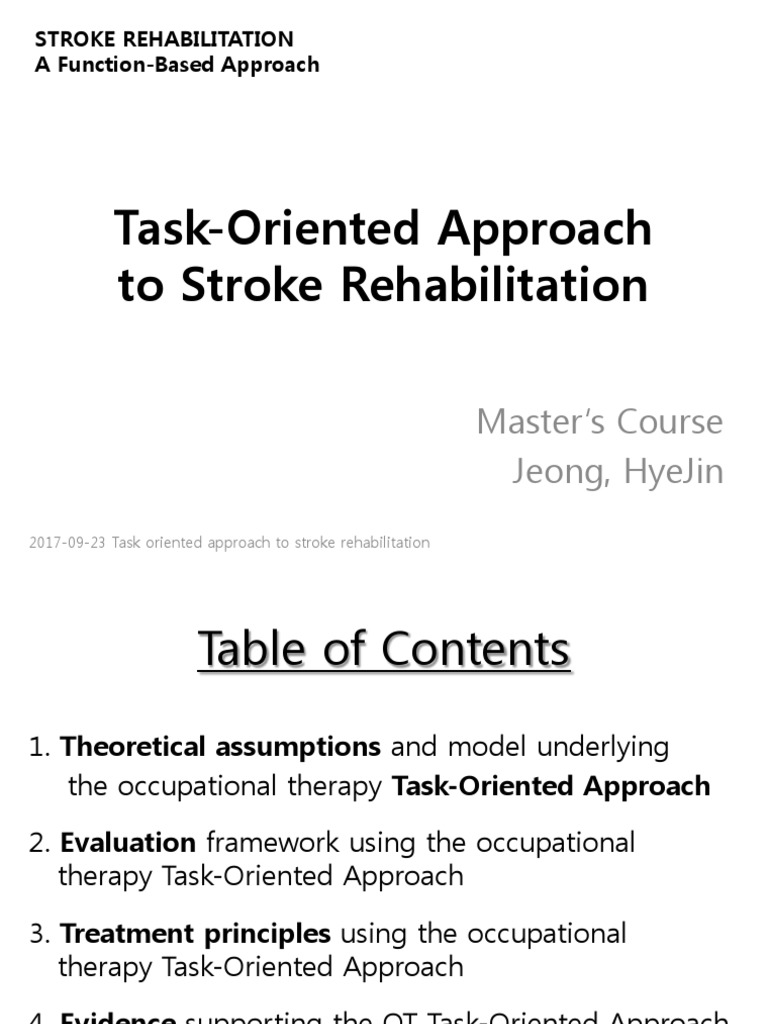 Task Oriented Approach to Stroke Rehabilitation | PDF | Physical Therapy | Occupational Therapy