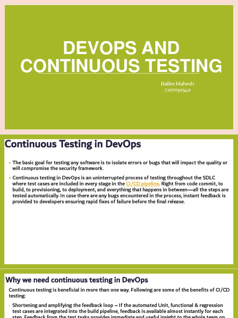 Unit 2 - 2 DevOps and Continuous Testing | PDF | Software Testing ...