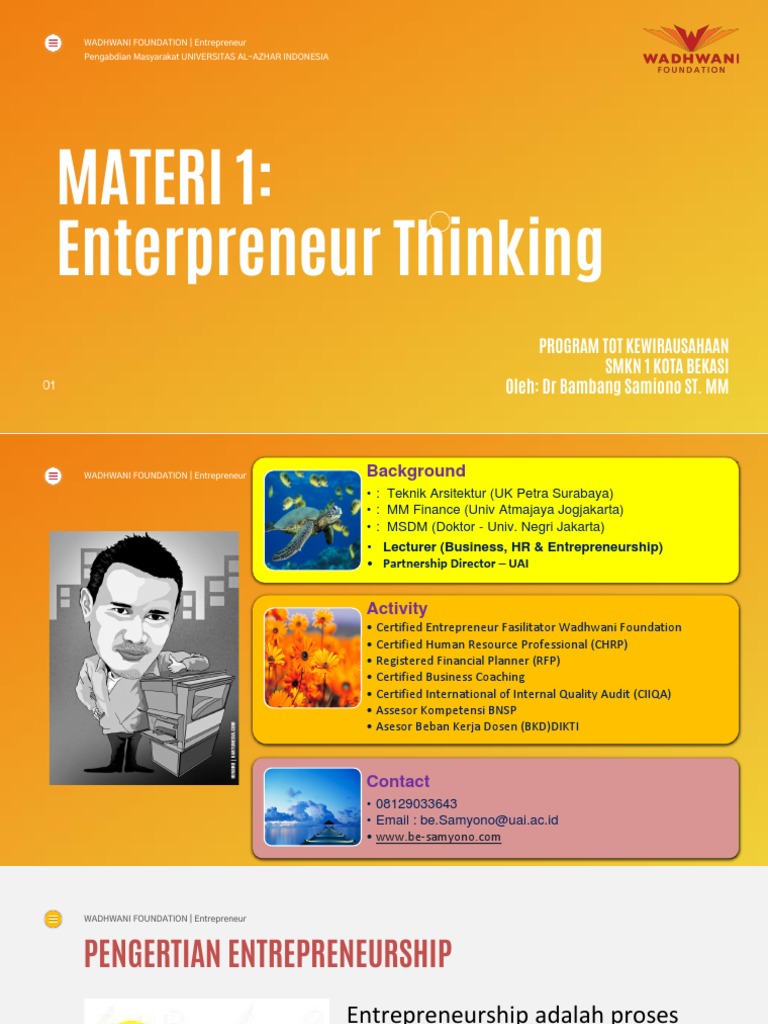 Materi 1 - Enterpreneur Thinking | PDF