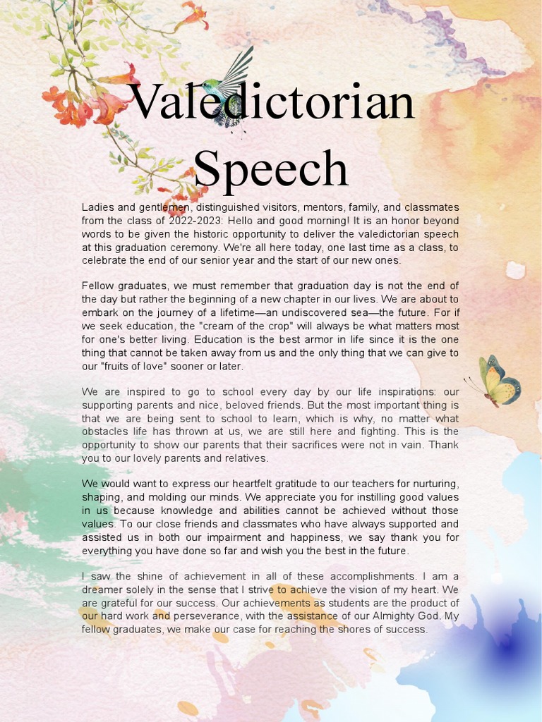 Valedictorian Speech | PDF | Career & Growth | Wellness