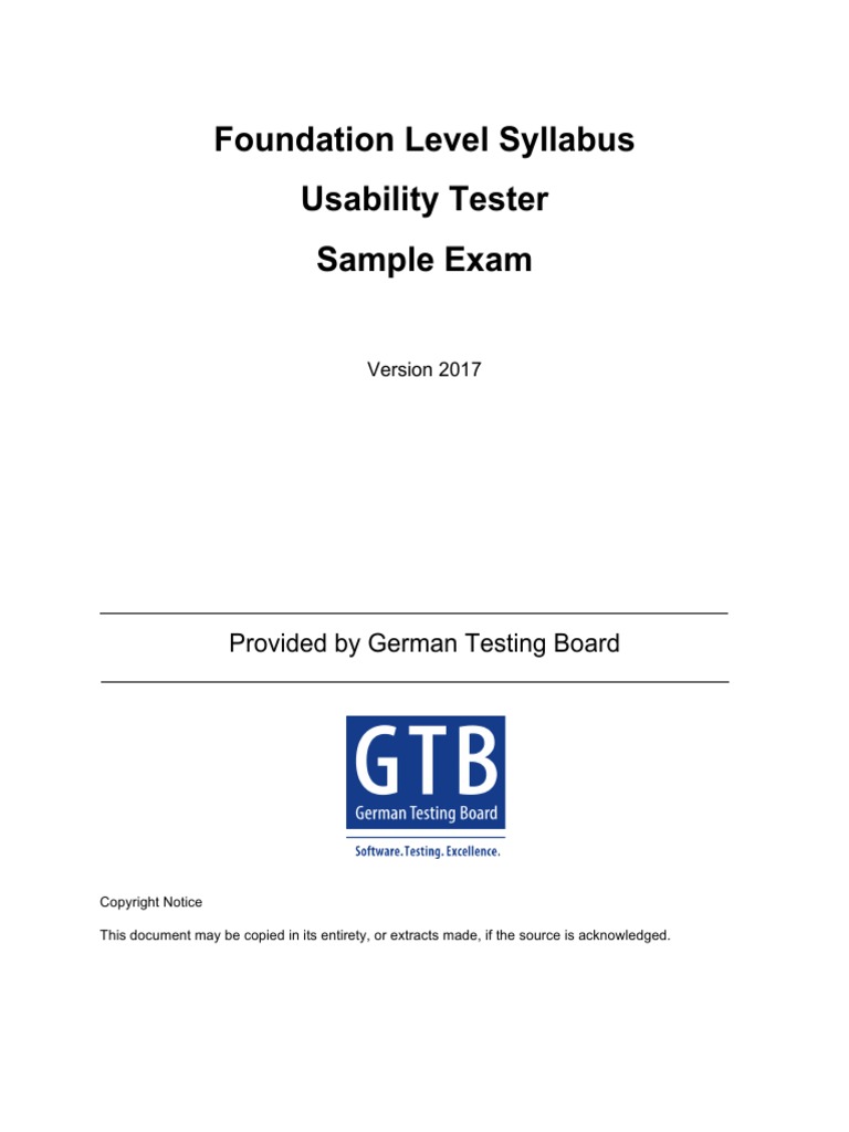 Usability Tester Sample Exam | PDF