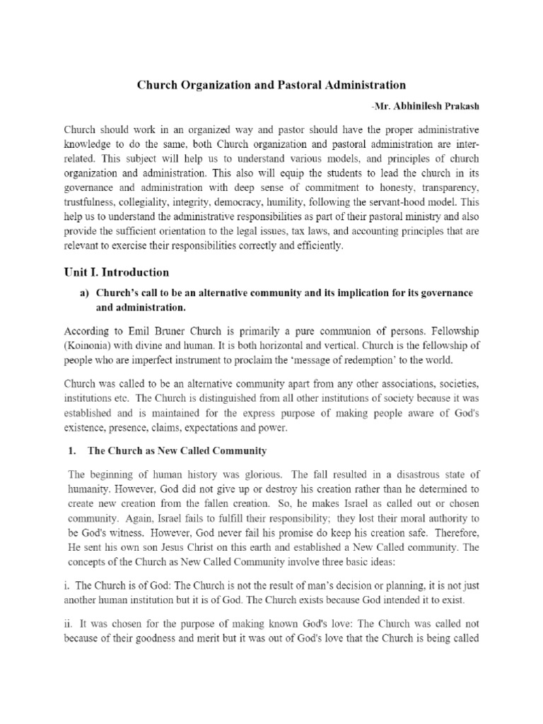 Bmm02 Church Organisation Pastoral Admin Leonard Theological