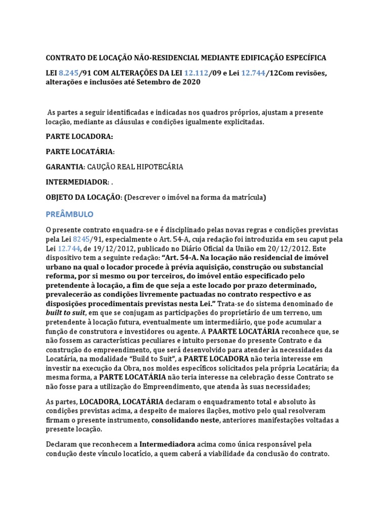 Contrato Built To Suit | PDF