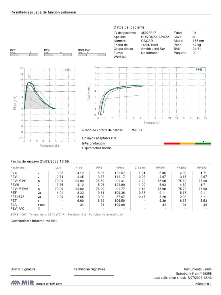 Espirometria Ejemplo 5 | PDF