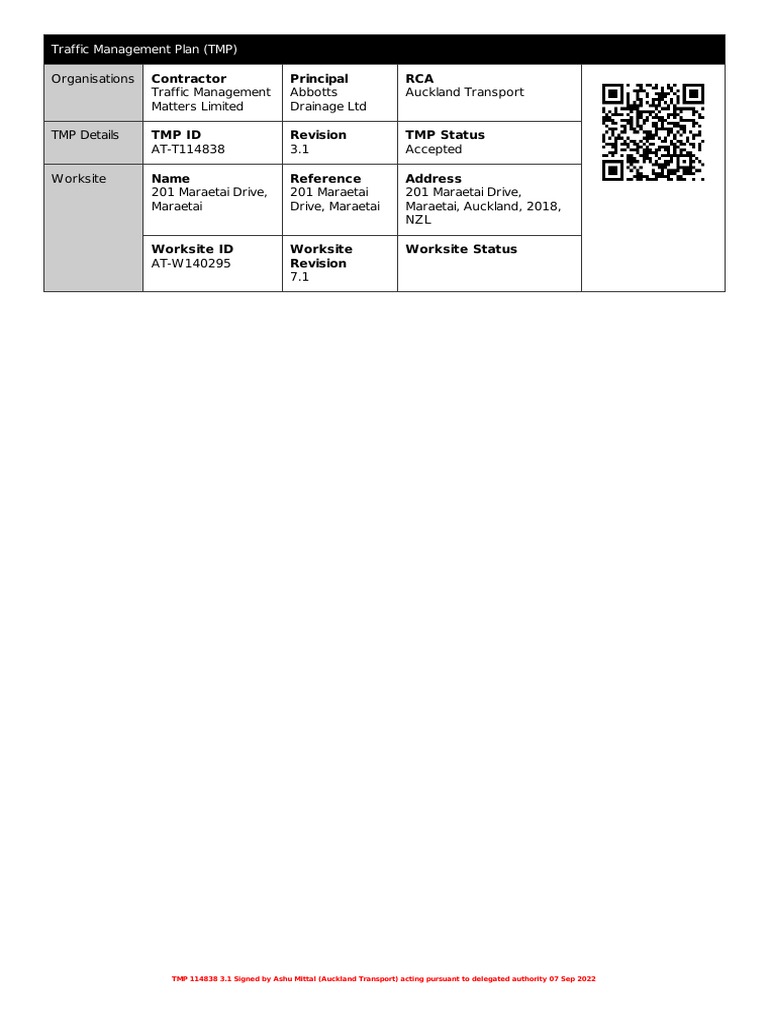 Contractor Principal RCA: Traffic Management Plan (TMP) | PDF | Traffic ...