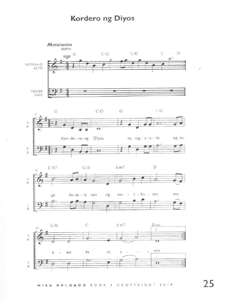 Kordero NG Diyos - Misa Delgado Book 1 | PDF