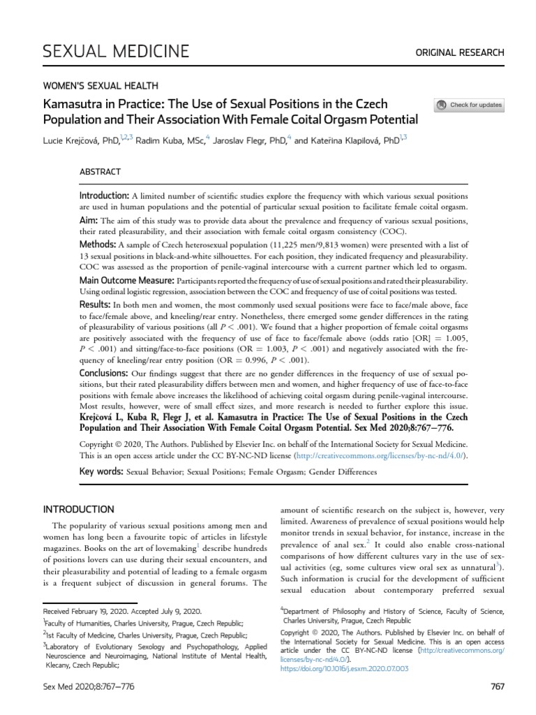 Kamasutra in Practice The Use of Sexual Positions in The Czech | PDF | Sexual Intercourse | Orgasm