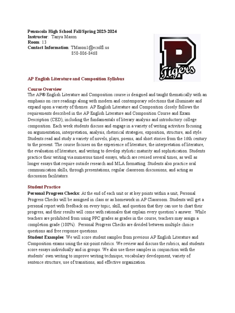 AP Lit Syllabus 2023 | PDF