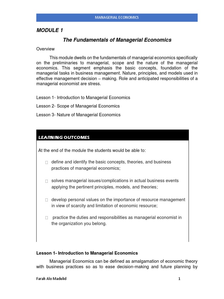 Module 1 Managerial Economics | PDF | Economics | Discounting