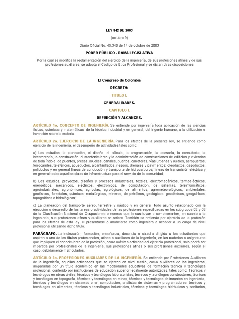 Ley 842 de 2003 | PDF | Tecnología