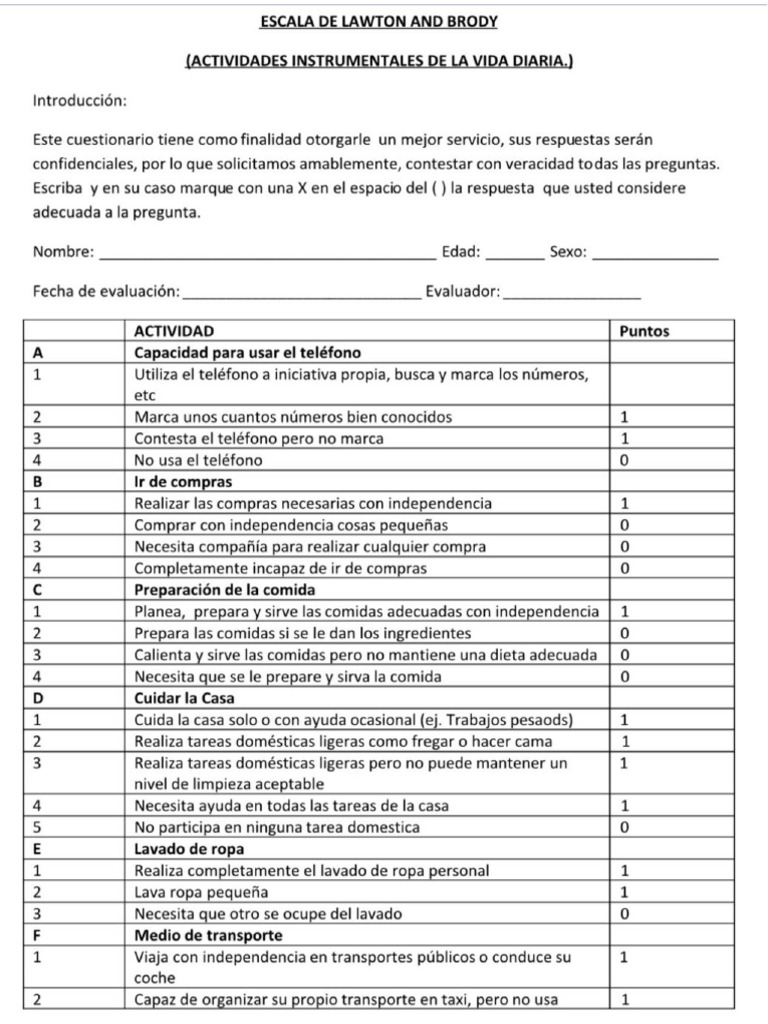 Lawton y Brody Completa JG | PDF