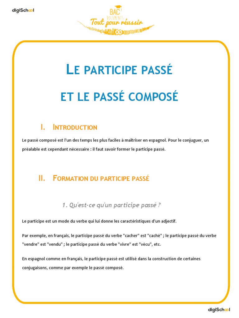 Formation du passé composé en espagnol | PDF | Verbe | Langue espagnole
