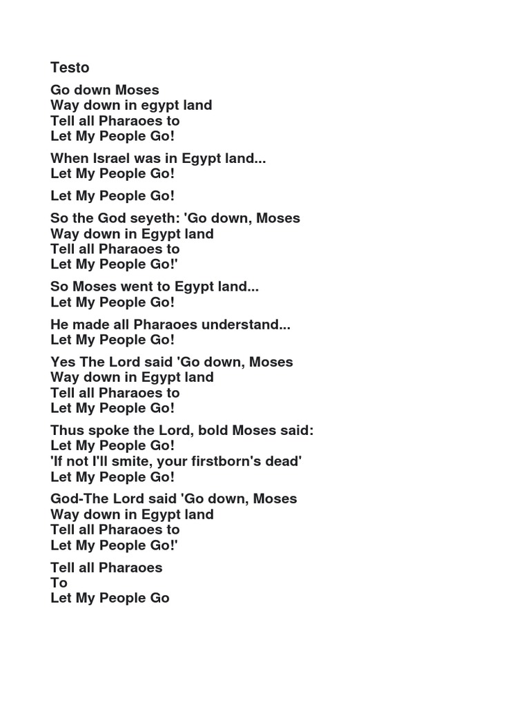 Testo Go Down Moses | PDF