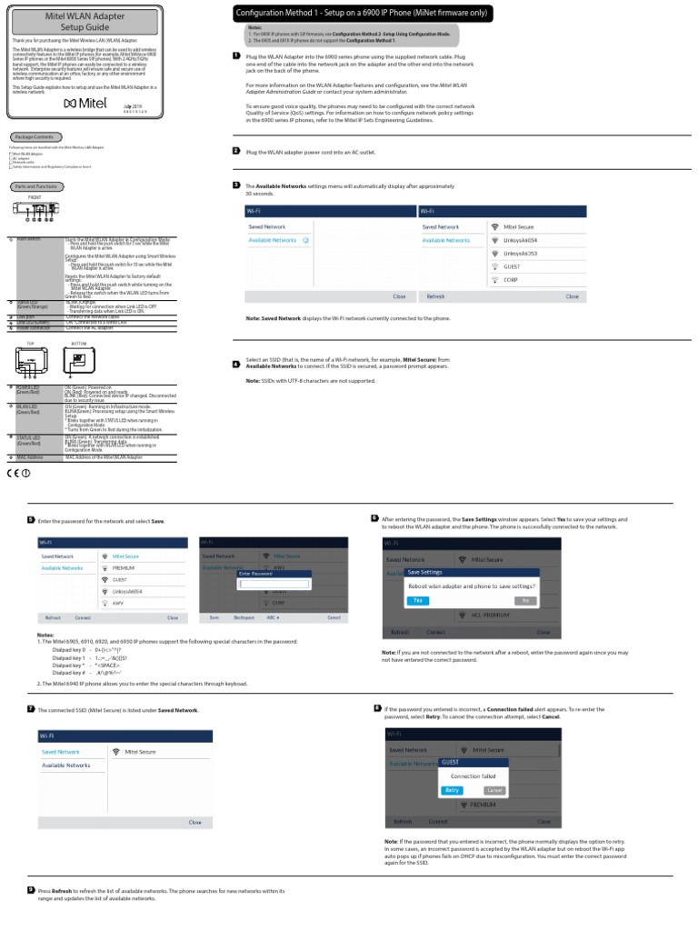Mitel WLAN Adapter Setup Guide | PDF