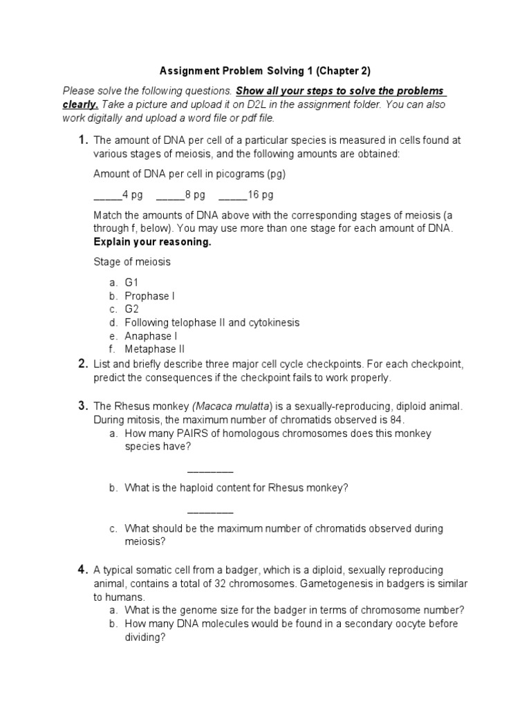 Assignment Problem Solving Chapter 2 | PDF | Meiosis | Mitosis