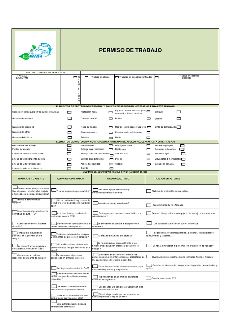 Formato Permiso de Trabajo | PDF