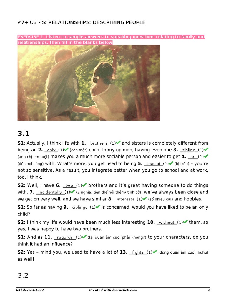 7+ U3 - S Relationships Describing People | PDF | Foreign Language Studies