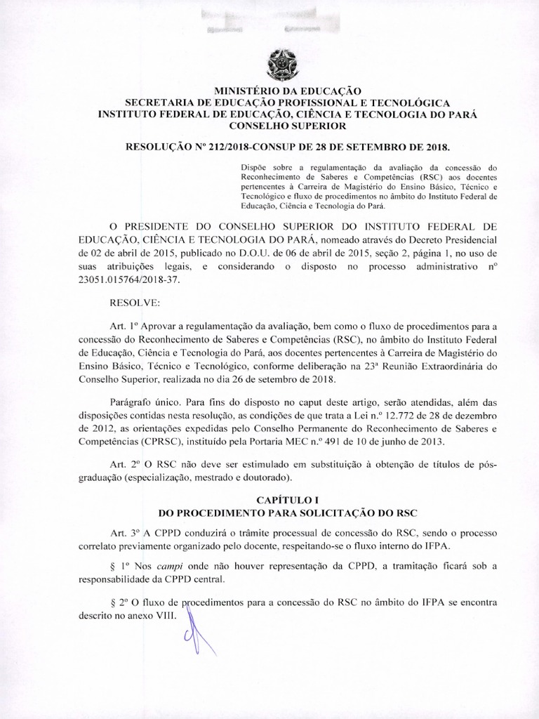 Resolução #212.2018-Consup - Concessão RSC - Docentes | PDF | Pós ...