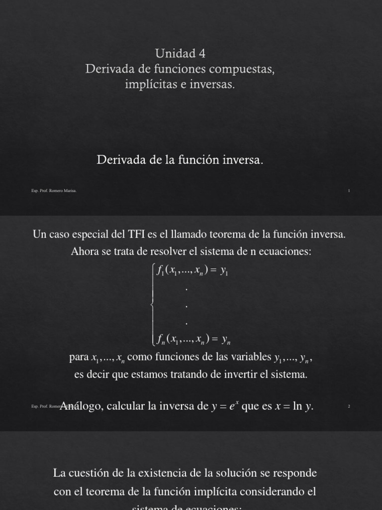 Unidad 7_Parte_5_Derivada de Funciones Inversas. | PDF | Matriz ...