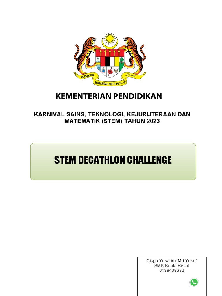 Kertas Konsep Stem Decathlon Challenge Daerah Besut 2023 | PDF