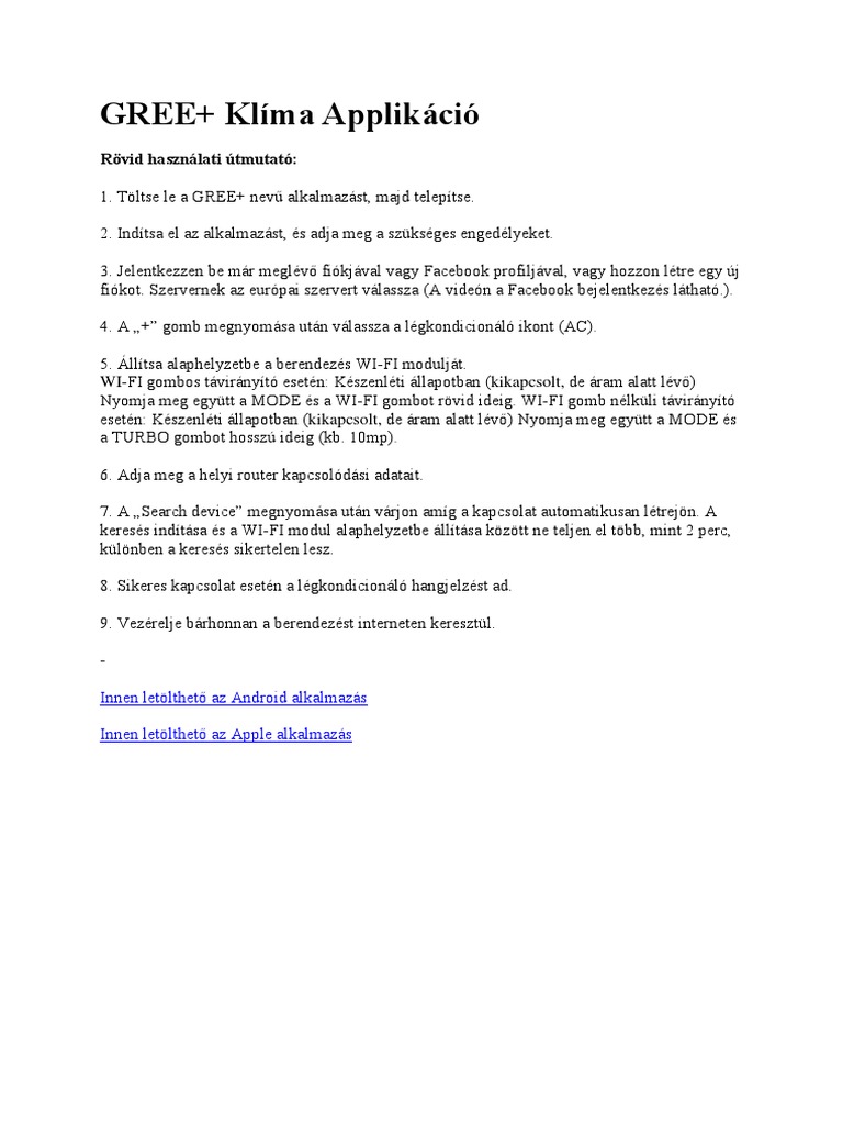 Gree - Wi Fi App | PDF