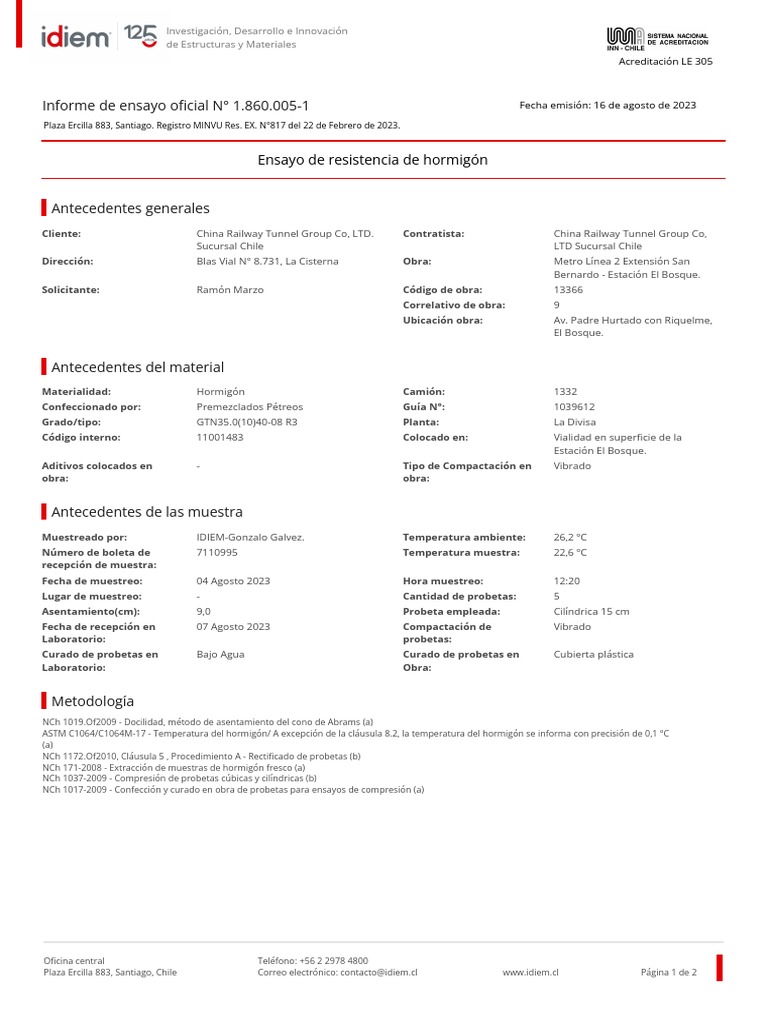 Ensayo de Resistencia de Hormigón | PDF | Hormigón | Ciencias fisicas