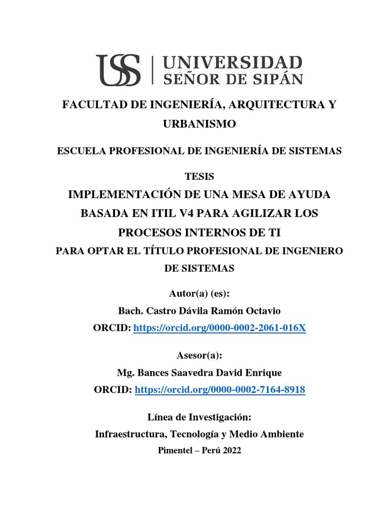 Castro Dávila Ramón Octavio | PDF | Itil | Mesa de ayuda