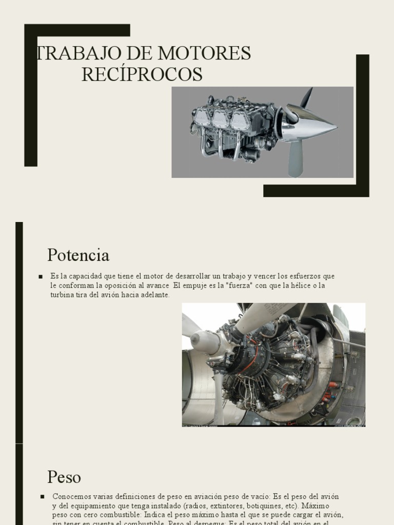 Trabajo de motores recíprocos | PDF | Motores | Avión