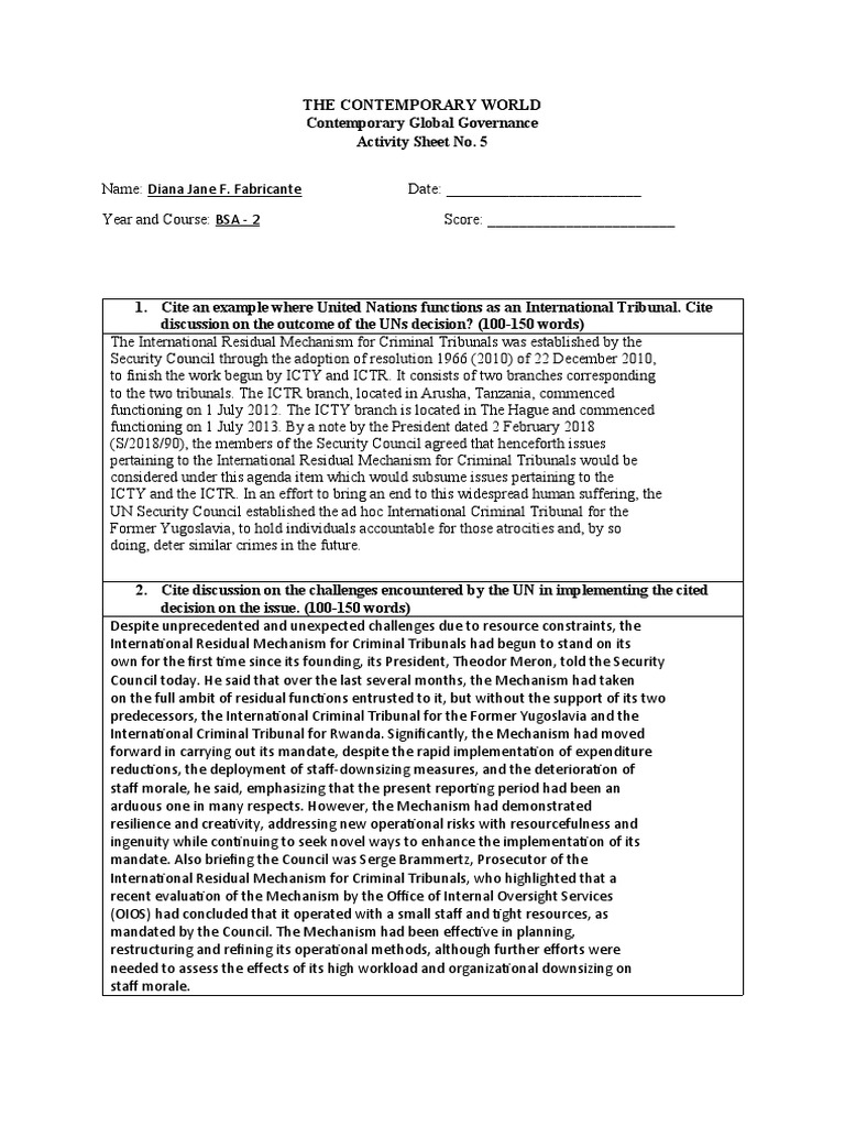 Lesson 4 Activity Sheet | PDF | International Relations Lesson 4 Activity Sheet | PDF | International Relations