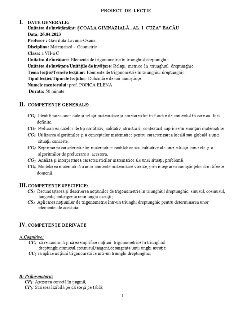 Proiect Didactic Sem 2 | PDF