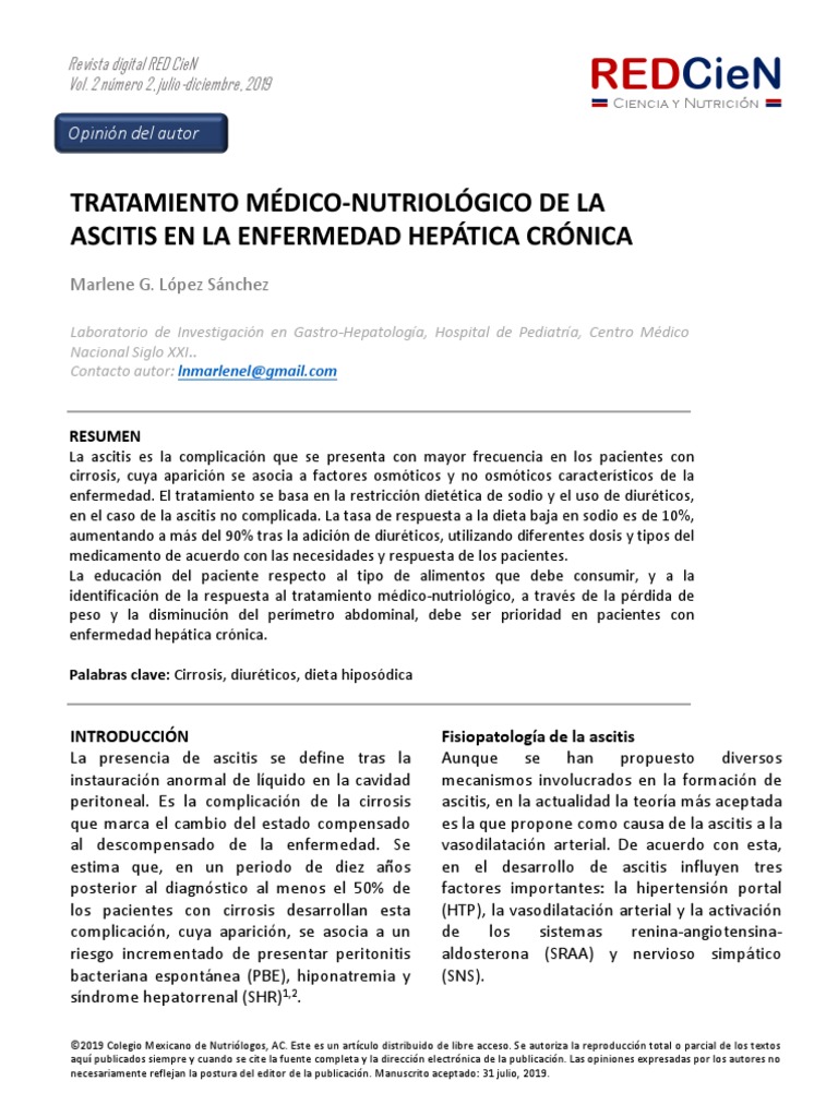 Tratamiento Médico-nutriológico de La Ascitis en La Enfermedad Hepática ...