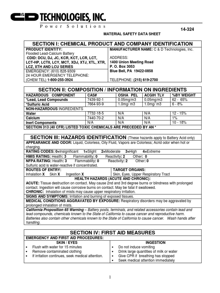 C D Material Safety Data Sheet 14 324 | Download Free PDF | Personal ...