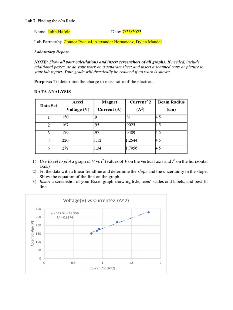 Lab7-Electron em Ratio | PDF | Magnetic Field | Torque
