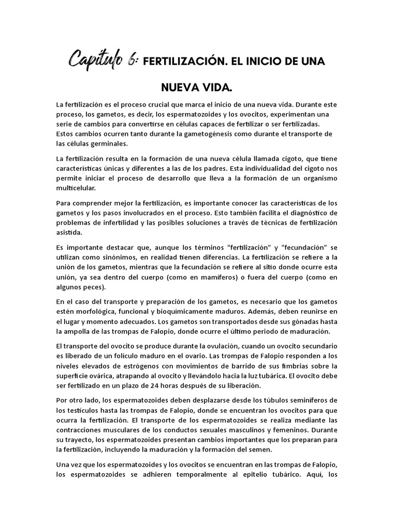 Capítulo 6 Resumen | PDF | Especialidades Medicas | Reproducción sexual