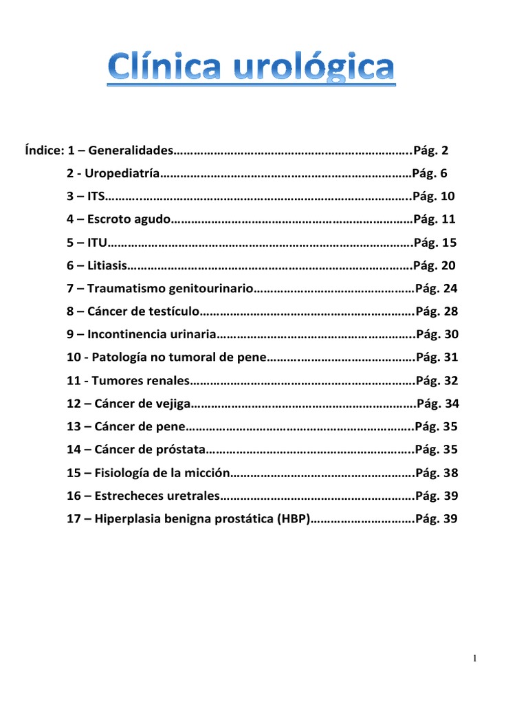 Apunte Final - Uro Formatado | PDF | Especialidades Medicas | Medicina ...
