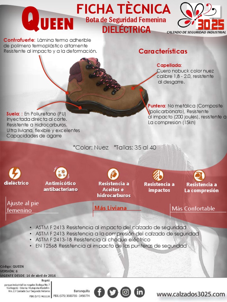 Ficha Tecnica Bota 3025 Queen para Dama Dielectrica Cormancol Compressed-1 | PDF