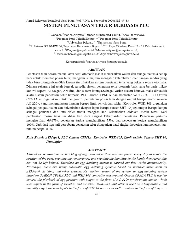 Sistem Penetasan Telur Berbasis PLC | PDF