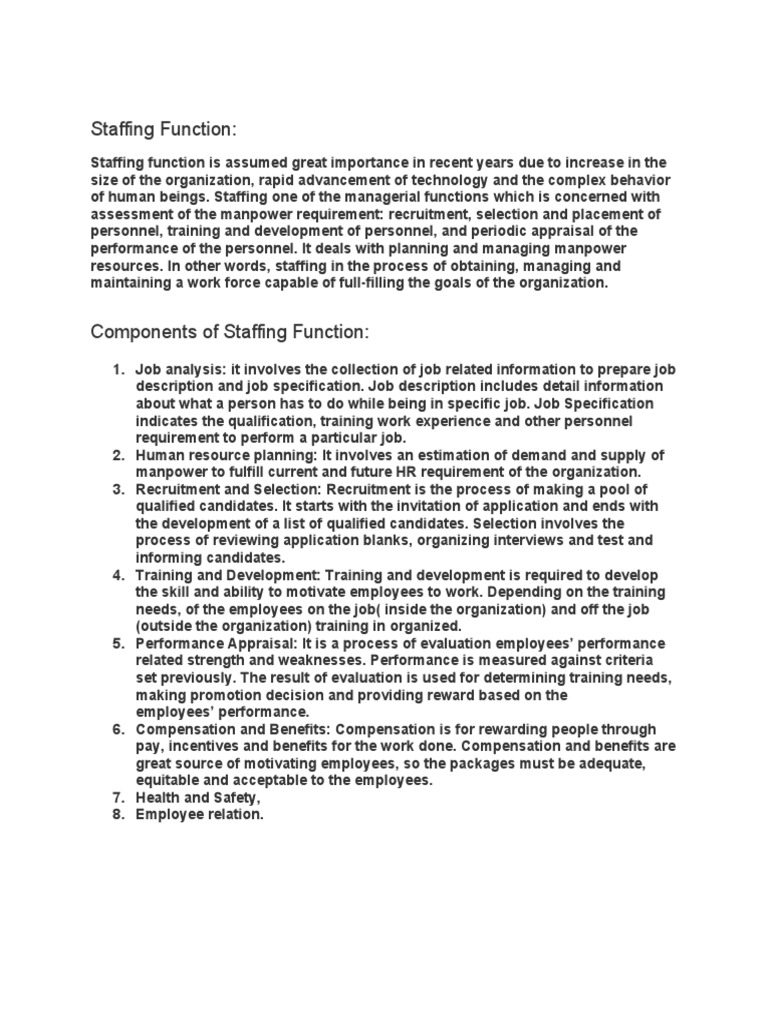 Staffing Function | PDF | Human Resources | Recruitment