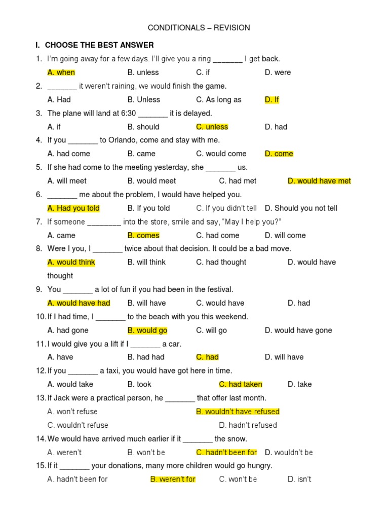 Conditionals - Revision 1 | PDF