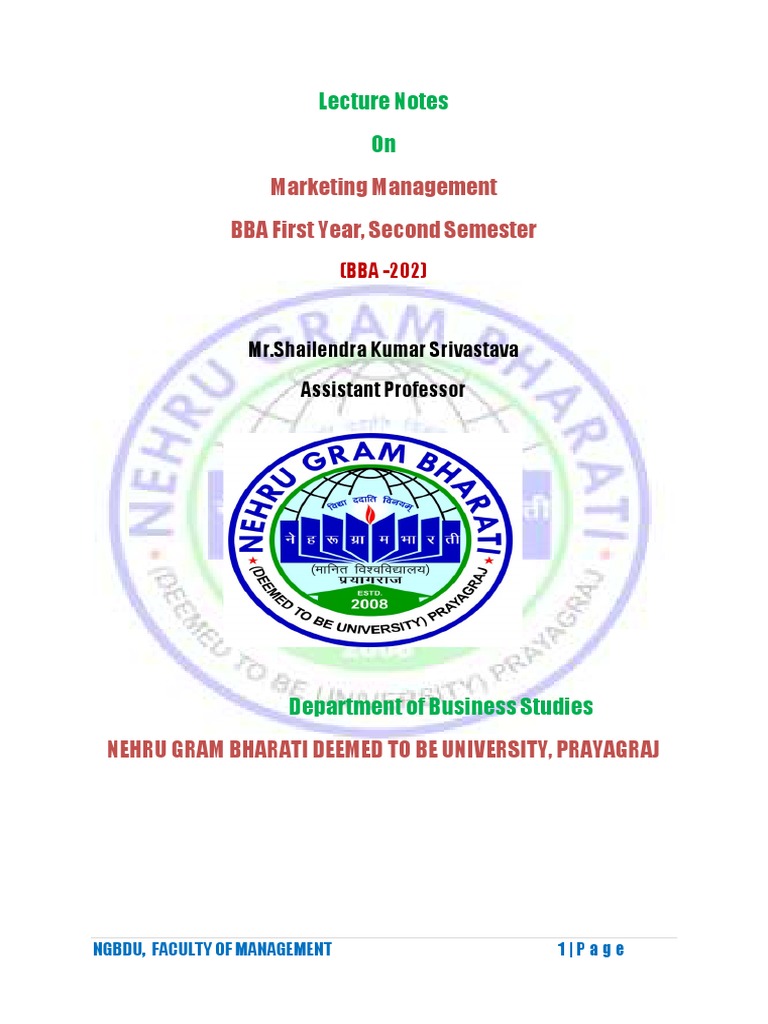 Marketing Management BBA II Notes | PDF
