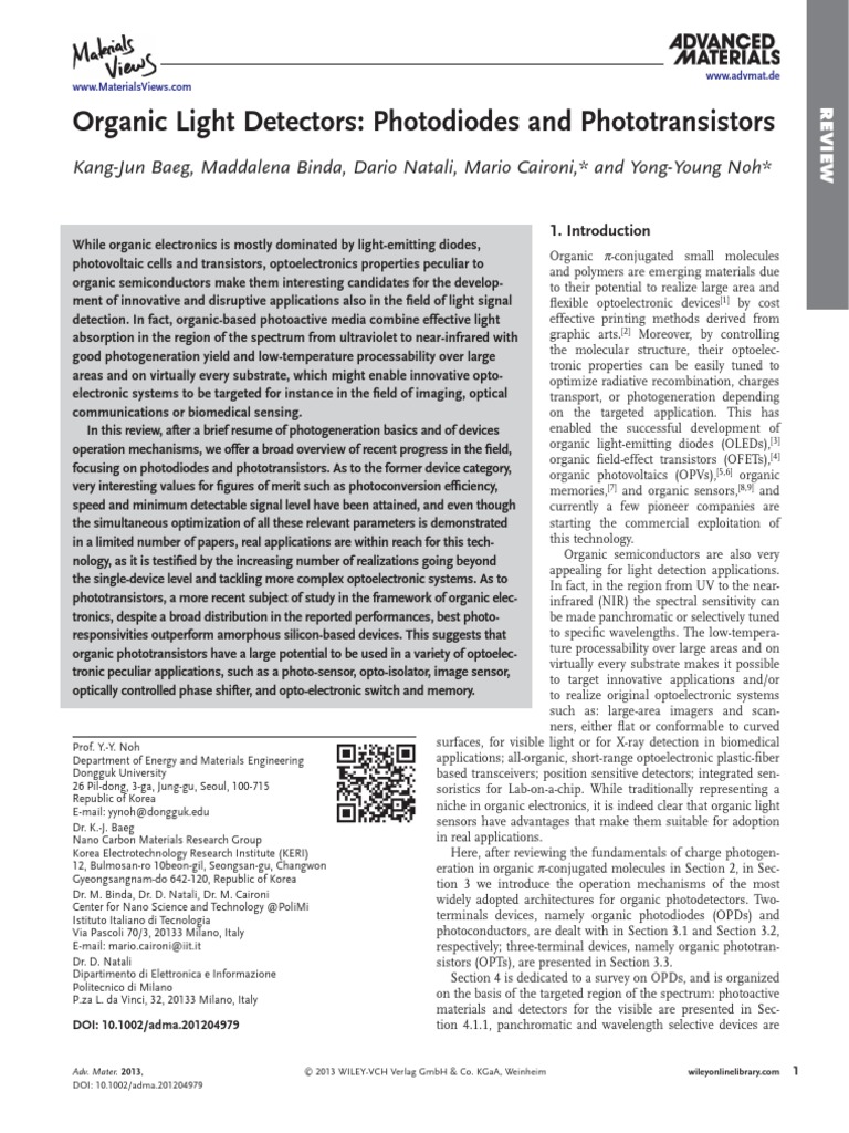 2013-Organic Light Detectors - Photodiodes and Phototransistors | PDF ...