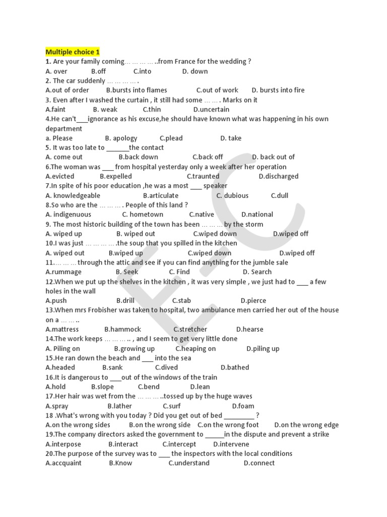 Multiple Choice 1 E C Pdf
