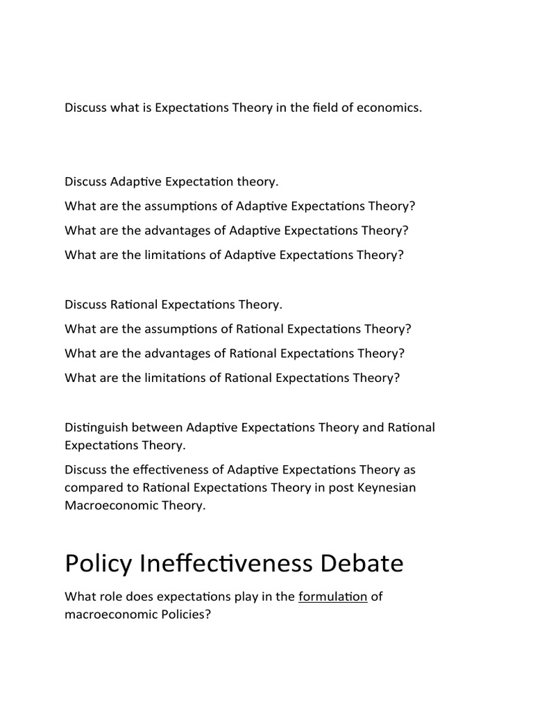 Rational Expectations Adaptive Expectations | PDF