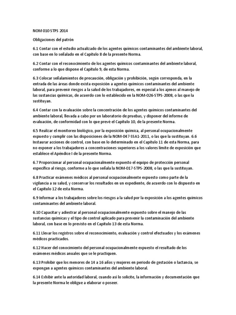 Nom 010 STPS 2014 | PDF