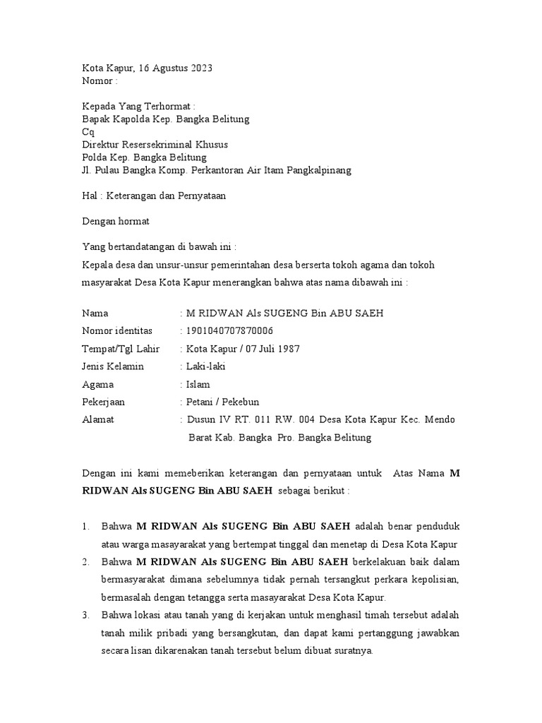 Pernyataan Dukungan untuk M Ridwan | PDF